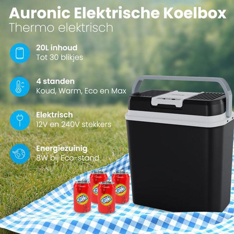 Auronic Koelbox Elektrisch 12V en 230 volt - Coolbox - 20L - Frigobox ...